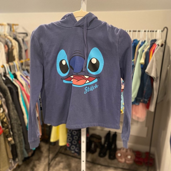 Disney | Tops | Disney Lilo Stitch Stitch Hooded Sweatshirt With Ears ...